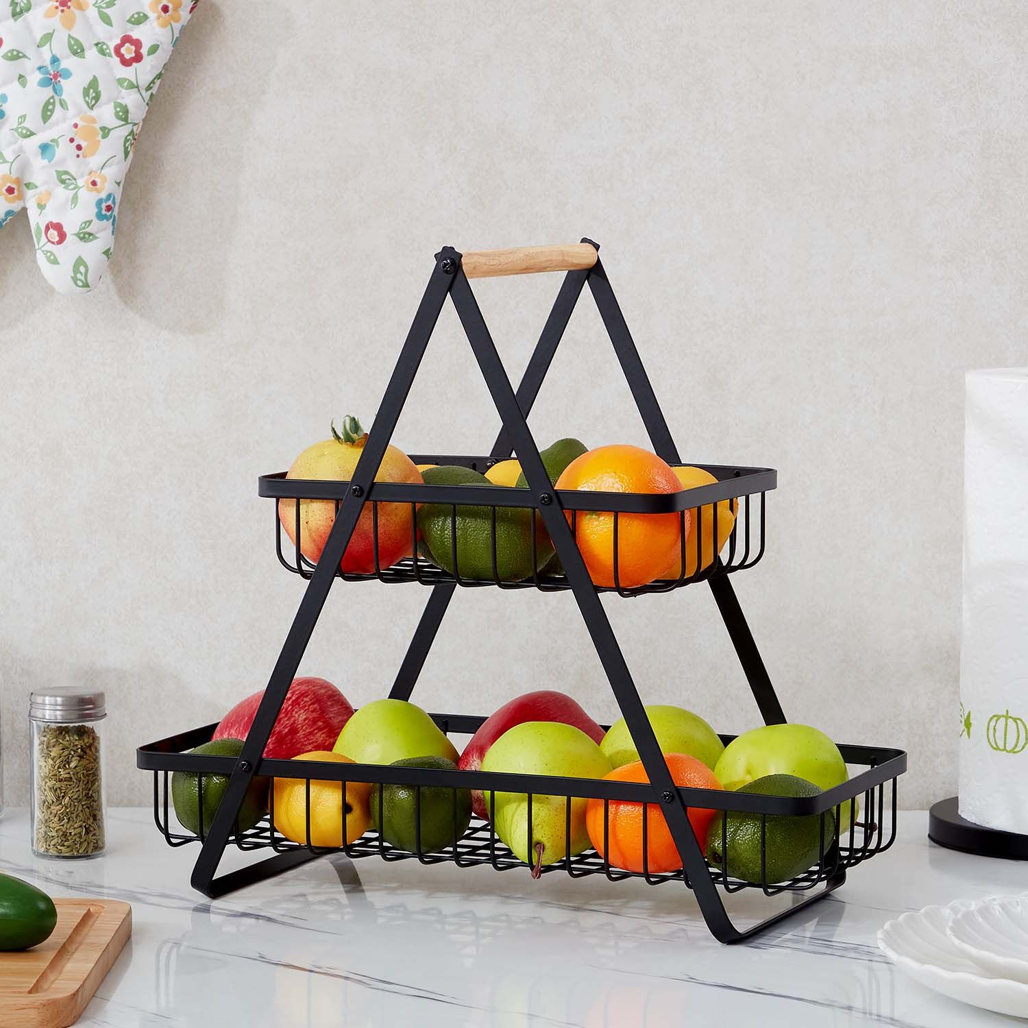 Storage Master Black 2 Tier Basket - Home Store + More
