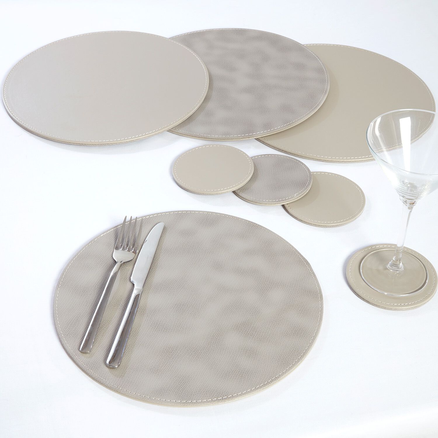 Reversible Round Bark Placemats - Grey - Home Store + More