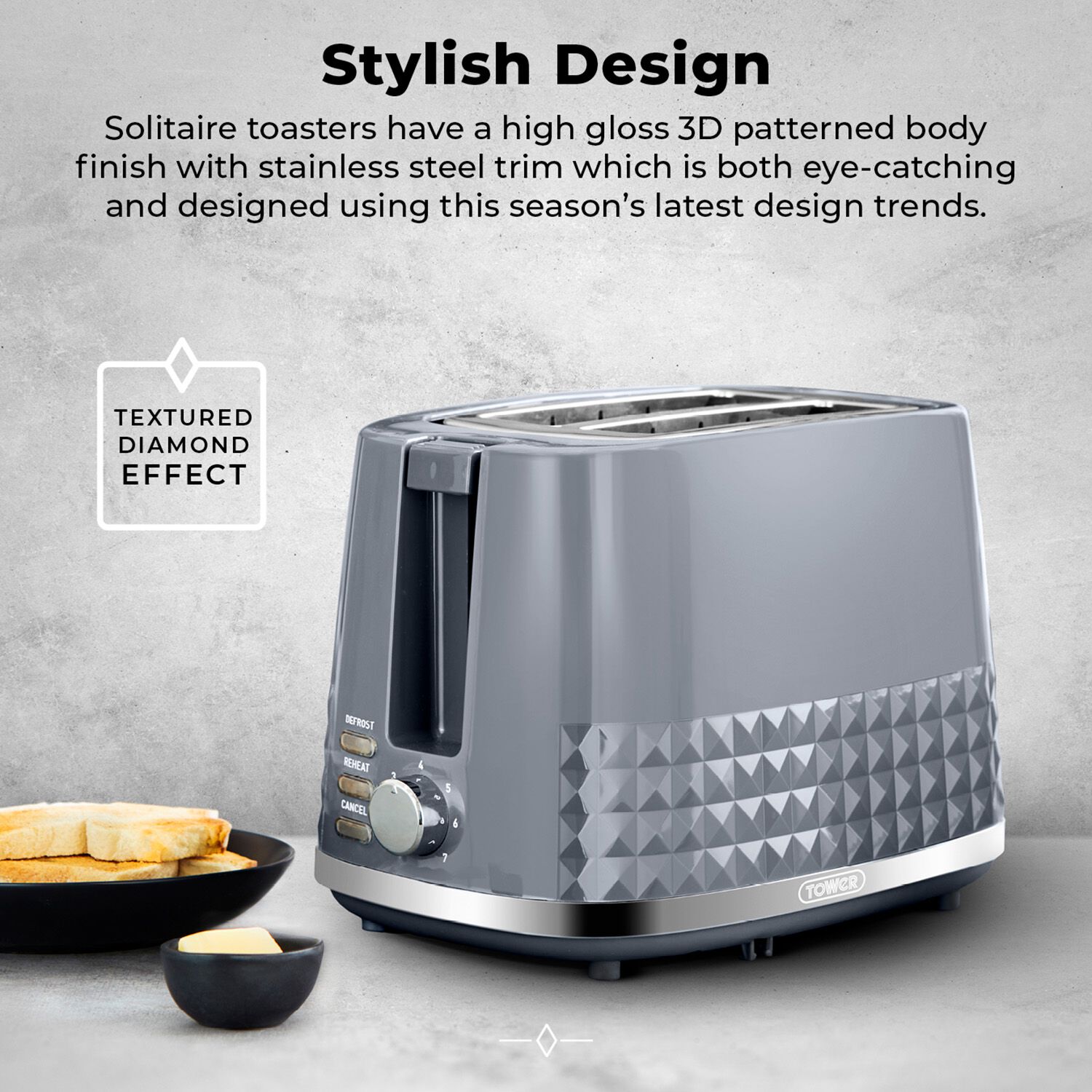 Tower Solitaire 2 Slice Toaster - Home Store + More