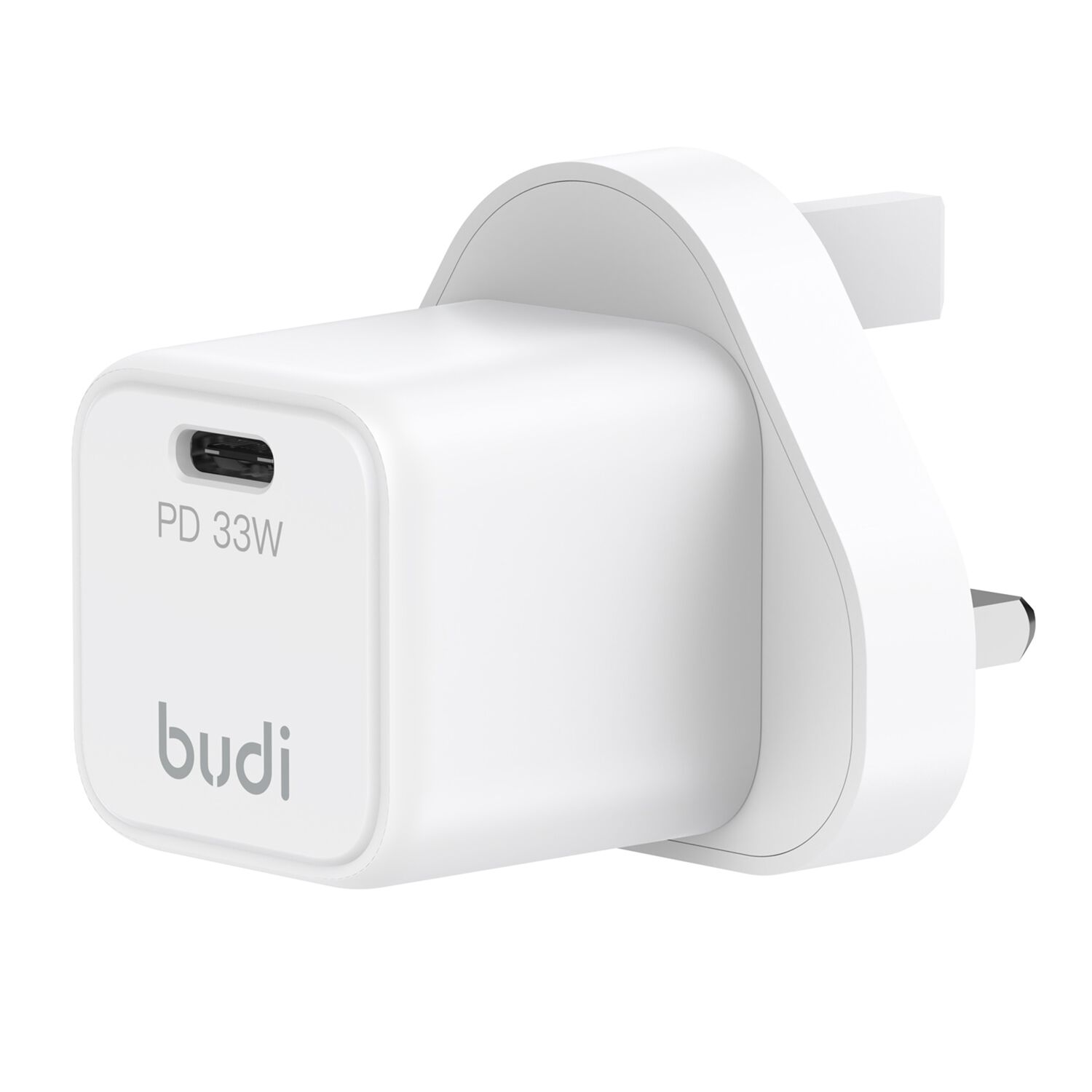 Budi White USB-C PD 33V Mini GaN Mains Charger - Home Store + More