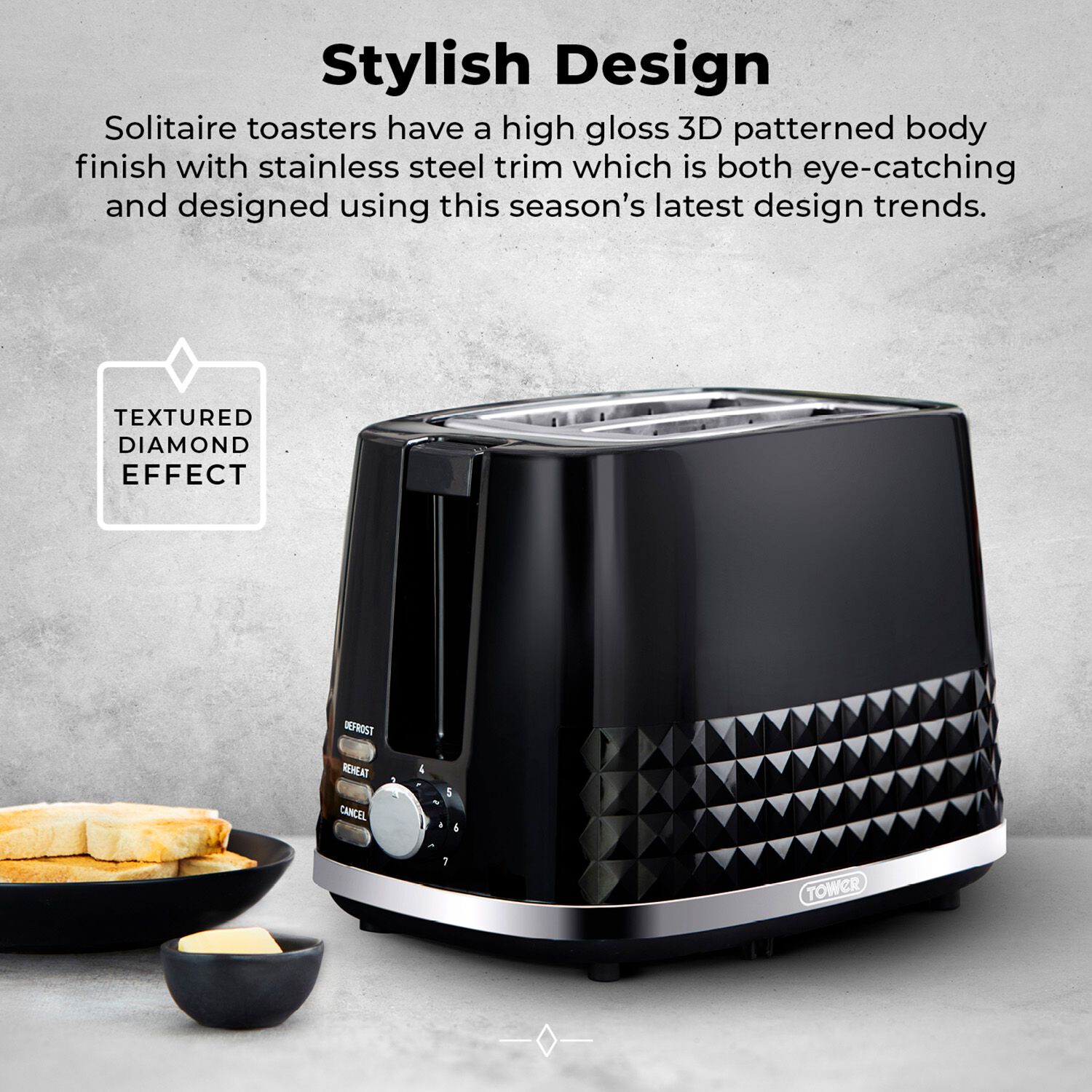 Tower Solitaire 2 Slice Toaster - Home Store + More