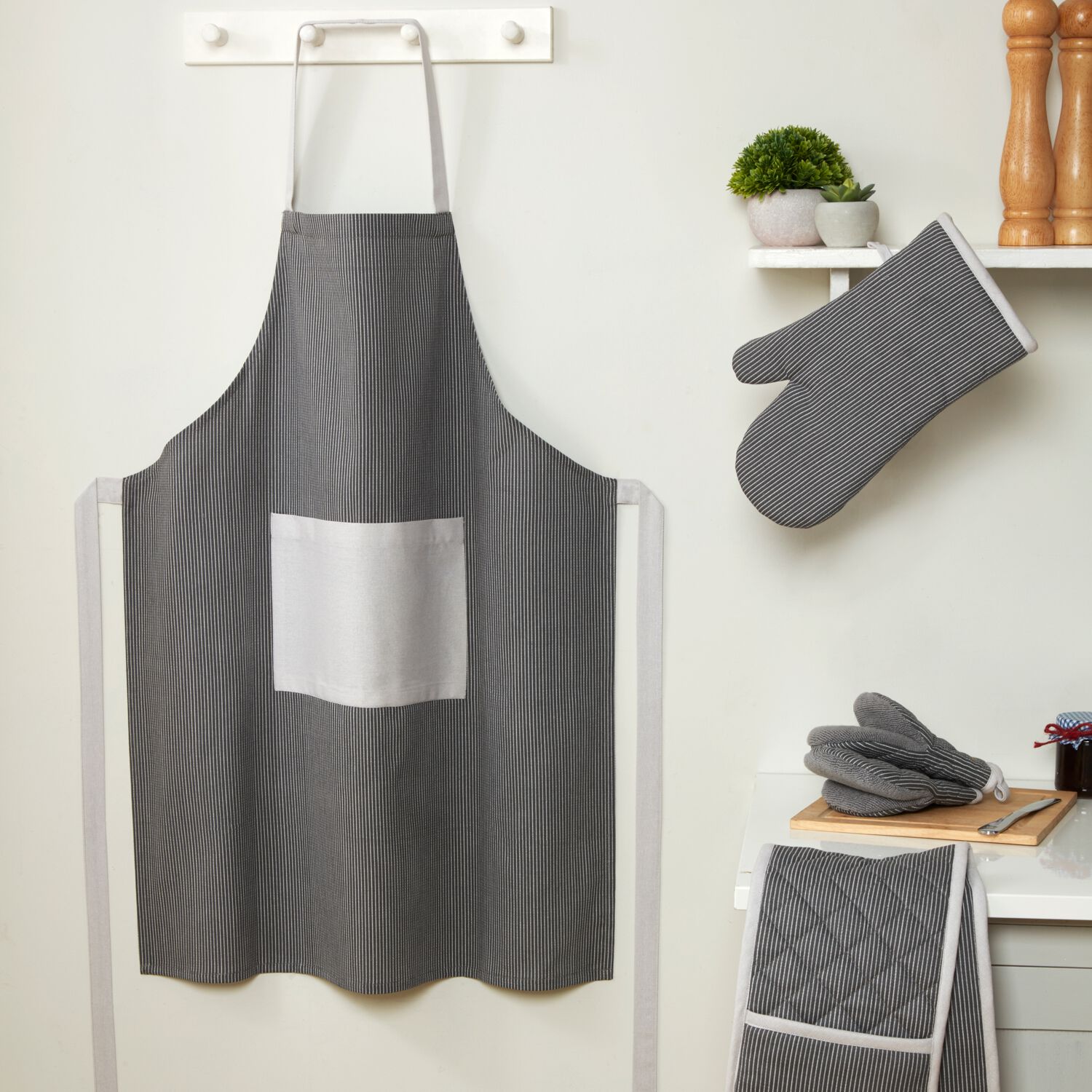Pinstripe Charcoal Apron - Home Store + More
