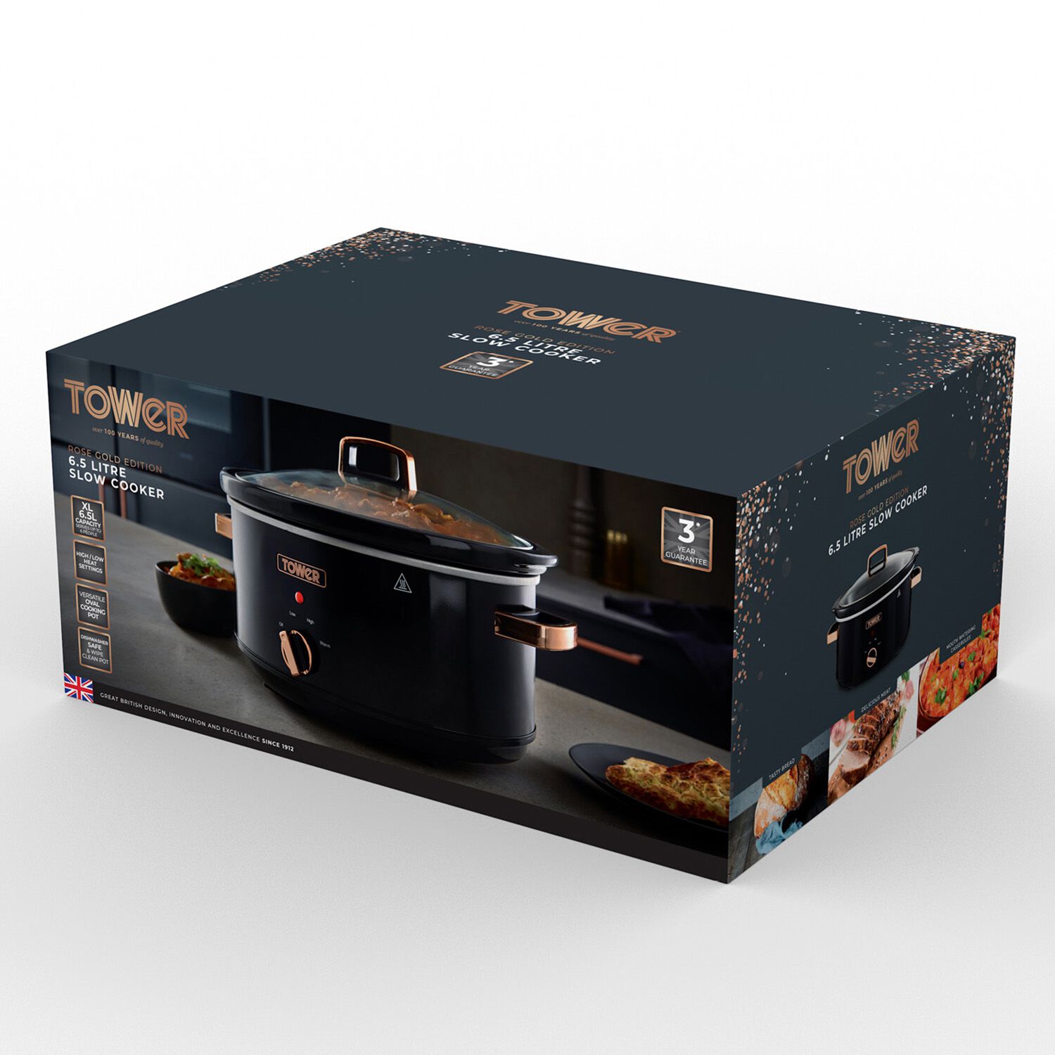 Tower Infinity 6.5L Black & Rose Gold Slow Cooker - Home Store + More