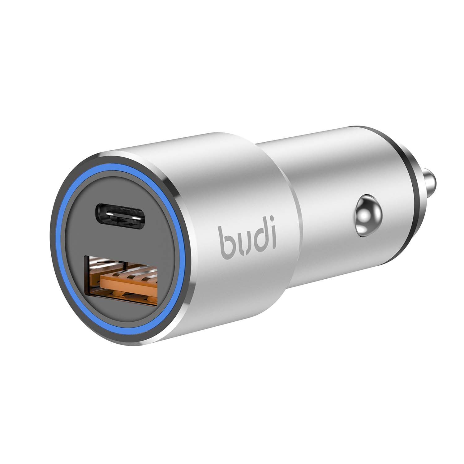 Budi Silver USB & C Type Fast Car Charger - Home Store + More
