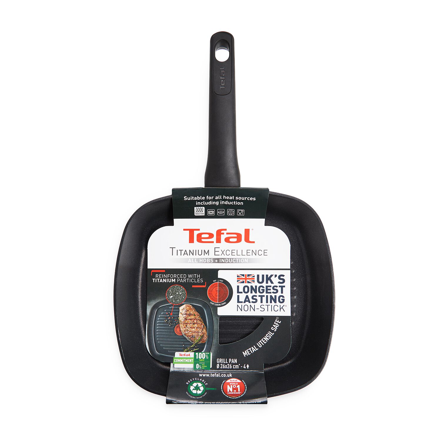 Tefal Titanium Excellence Square Griddle Pan 26cm - Home Store + More