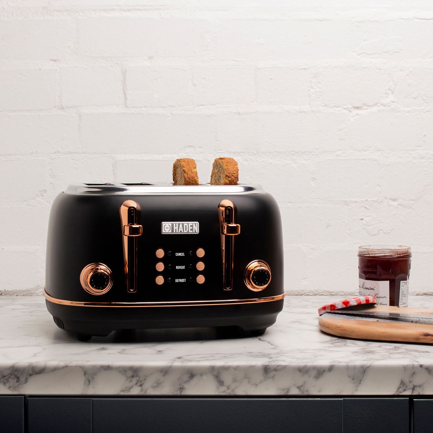 Haden Heritage 4 Slice Black and Rose Gold Toaster - Home Store + More