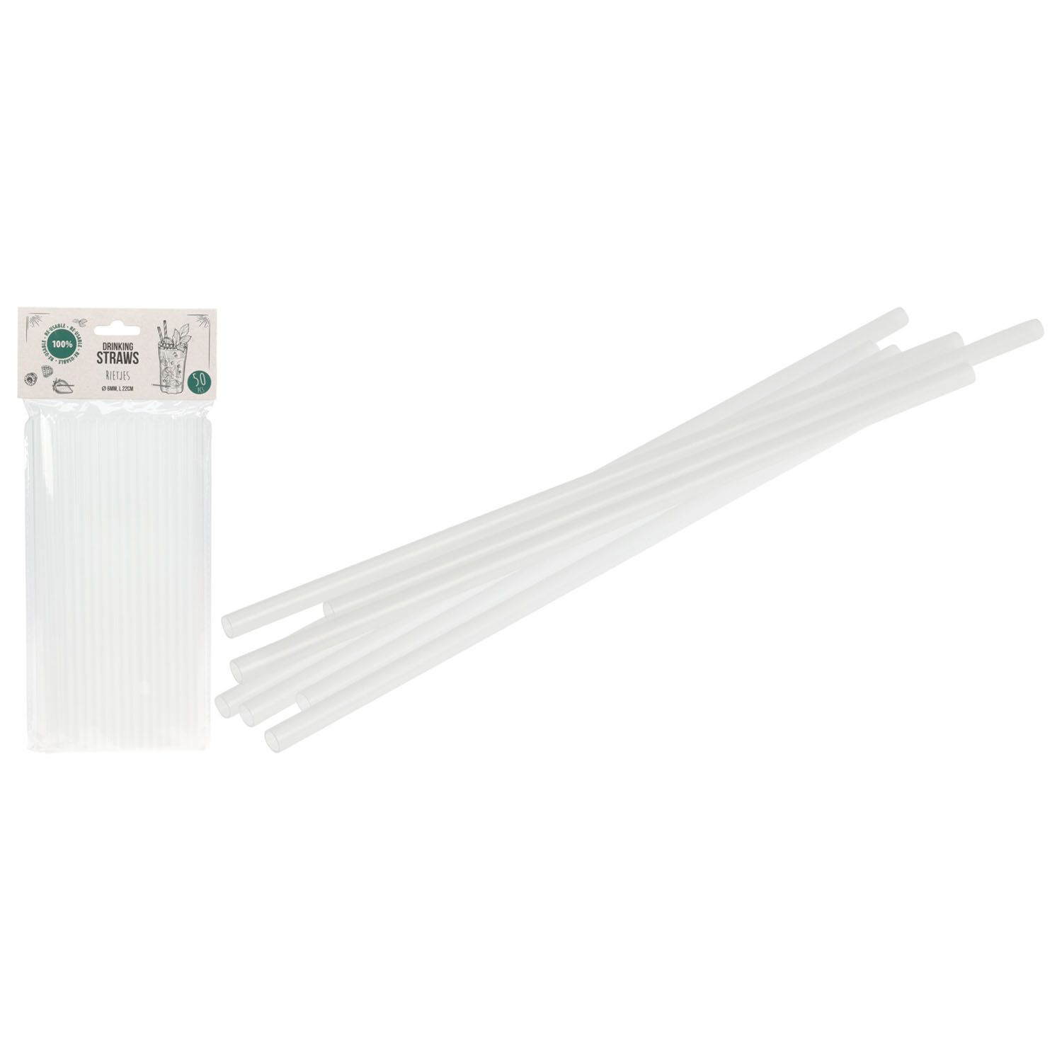 50 White Drinking Straws - Home Store + More