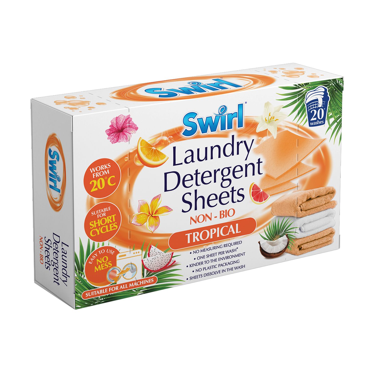 Swirl Tropical 20 Laundry Detergent Sheets - Home Store + More