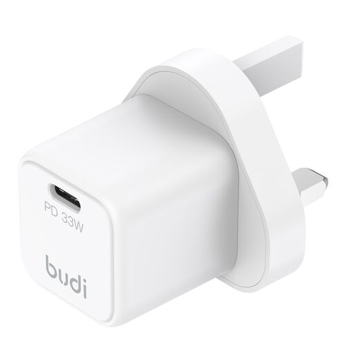 Budi White USB-C PD 33V Mini GaN Mains Charger - Home Store + More