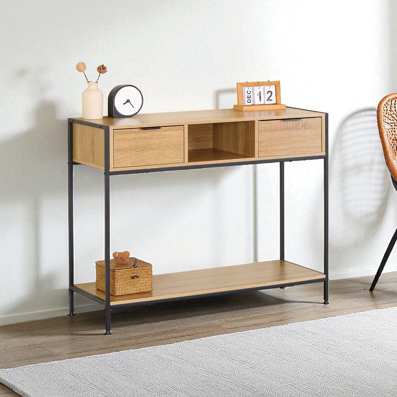 Bergstrom Console Oak - Home Store + More