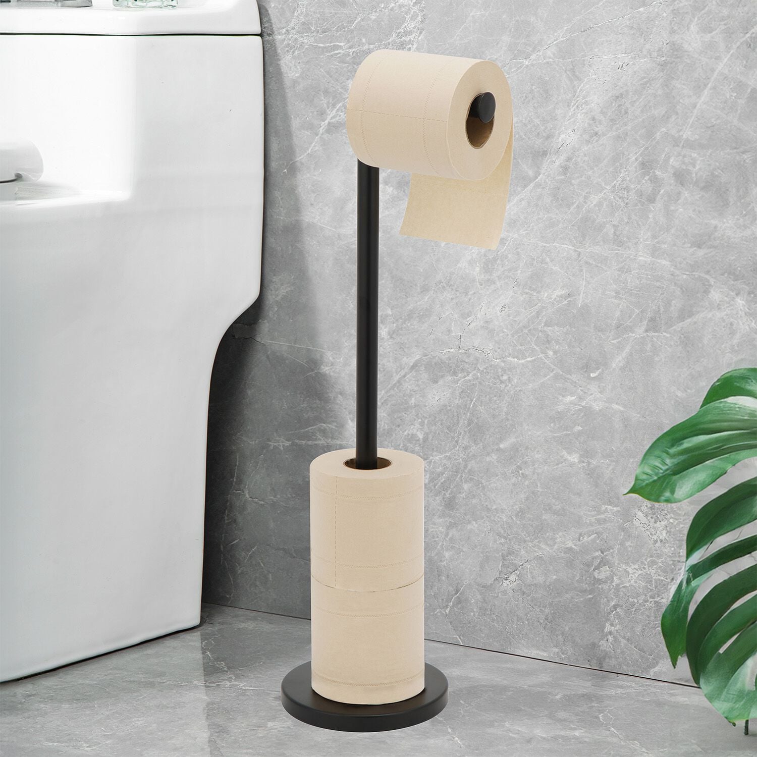 Freestanding Toilet Roll Spike & Holder Black - Home Store + More