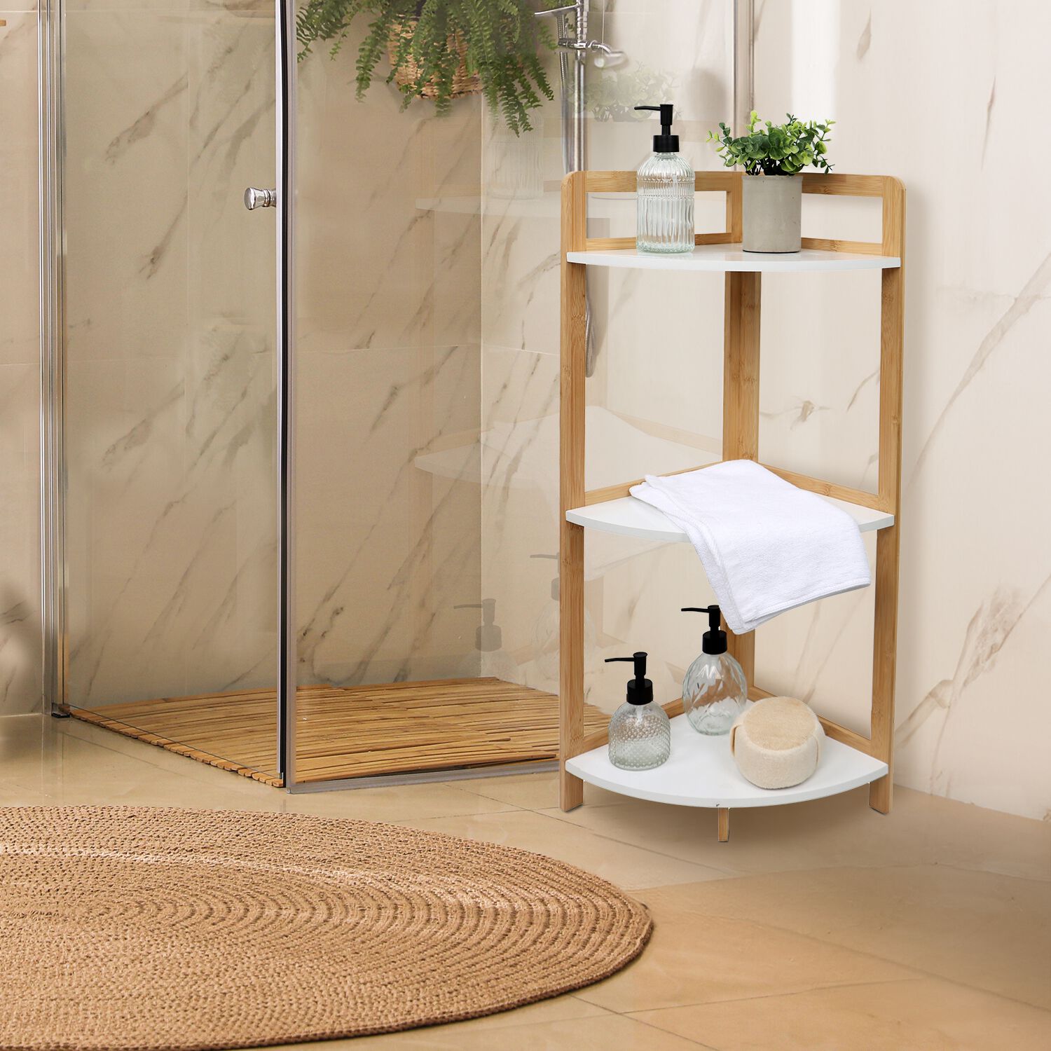 Corner shelf bathroom storage store