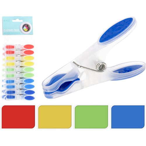 Clothes Pegs Set of 20 - Multi Coloured - Home Store + More