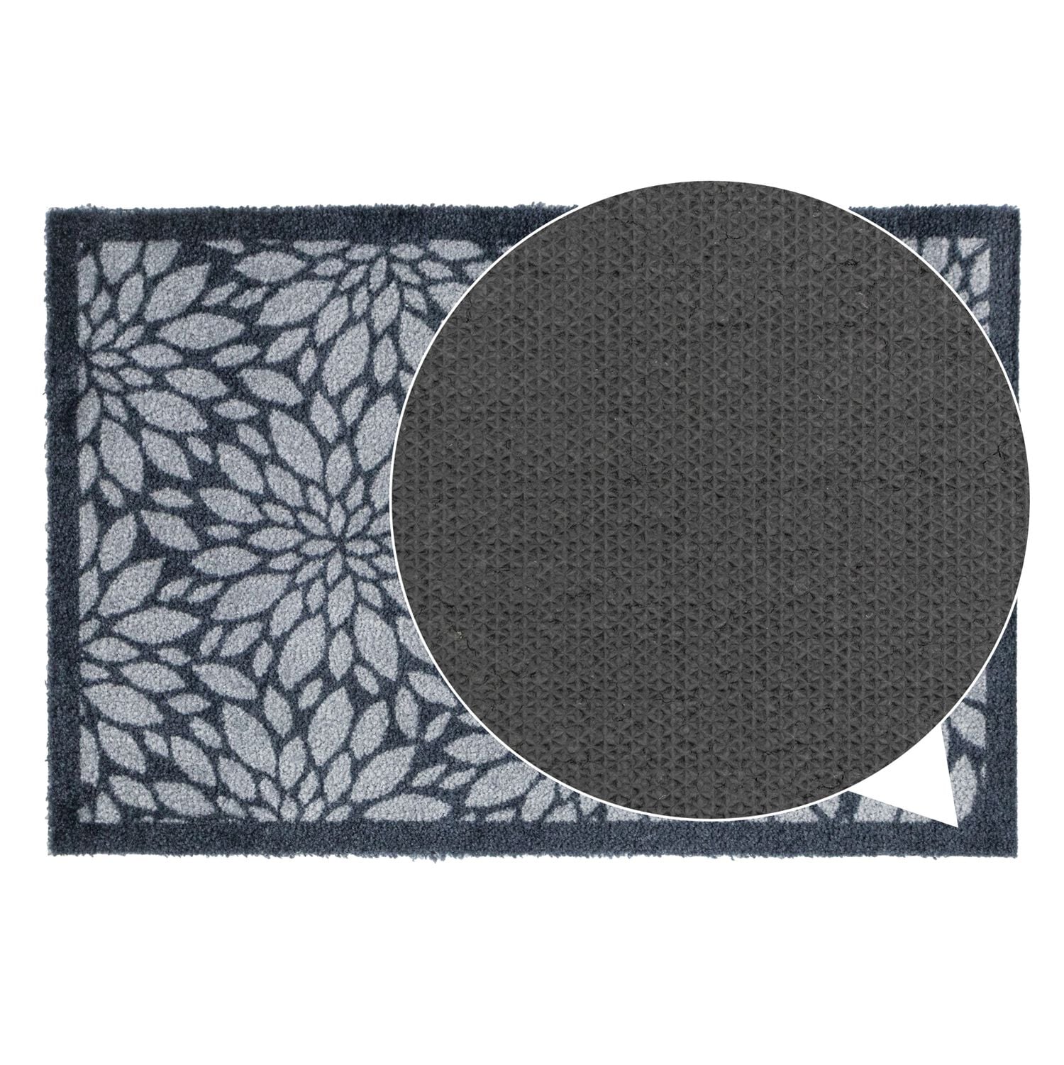 JVL Flowers Black/Grey Mega Mat 50cm x 75cm - Home Store + More